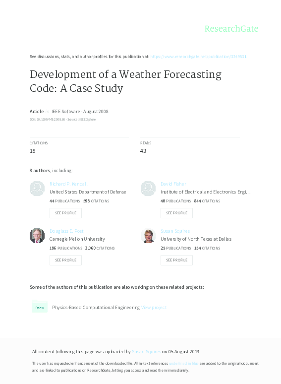 (PDF) Development of a weather forecasting code: A case study