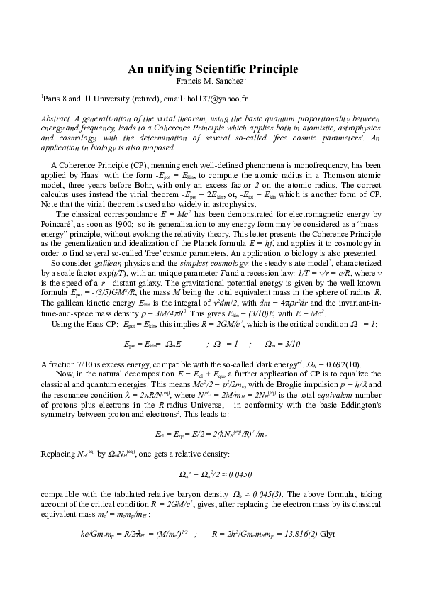 (PDF) An Unifying Scientific Principle