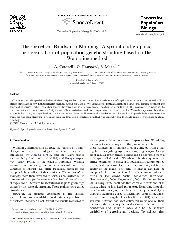 (PDF) The Genetical Bandwidth Mapping: A spatial and graphical ...
