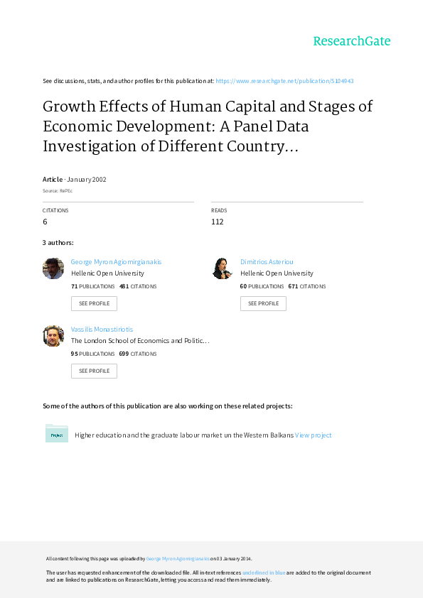 (PDF) Economic Growth and Human Development | Alejandro Ramirez ...
