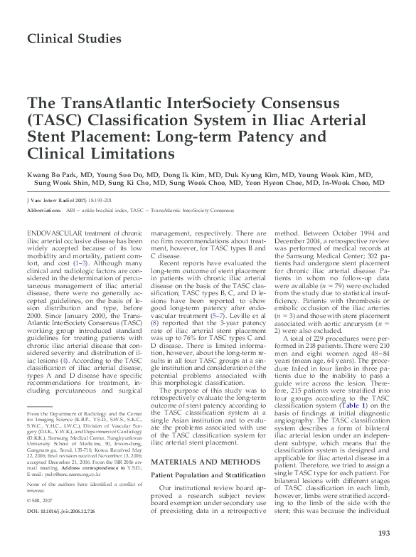 (PDF) The TransAtlantic InterSociety Consensus (TASC) Classification ...