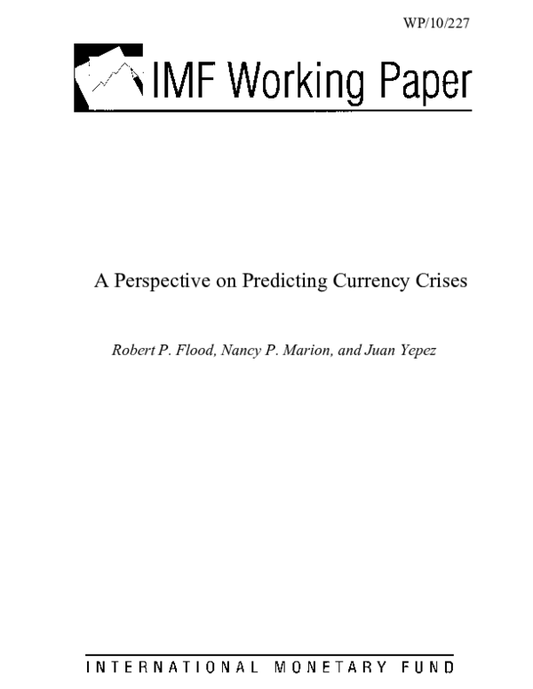 (PDF) A Perspective on Predicting Currency Crises