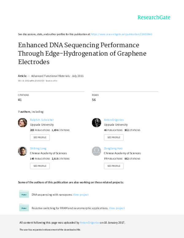 (PDF) Enhanced DNA sequencing performance through edge-hydrogenation of ...
