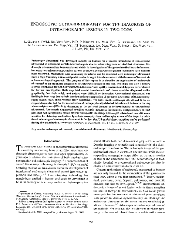 (PDF) Trans-Endoscopic Ultrasonography of the Oesophagus and ...