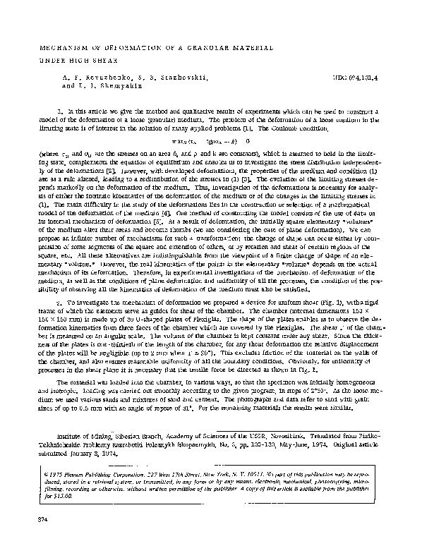 (PDF) Mechanism of deformation of a granular material under high shear