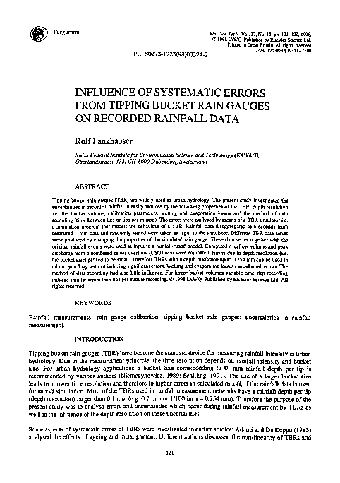 (PDF) Influence of systematic errors from tipping bucket rain gauges on ...