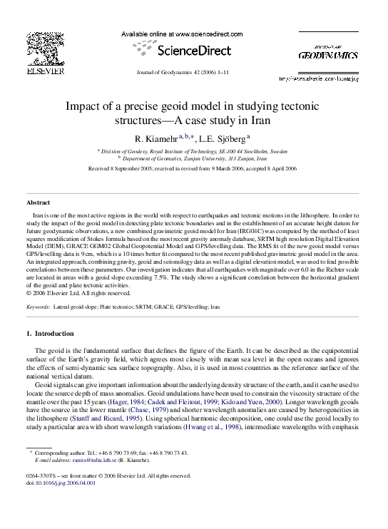 (PDF) Impact of a precise geoid model in studying tectonic structures ...