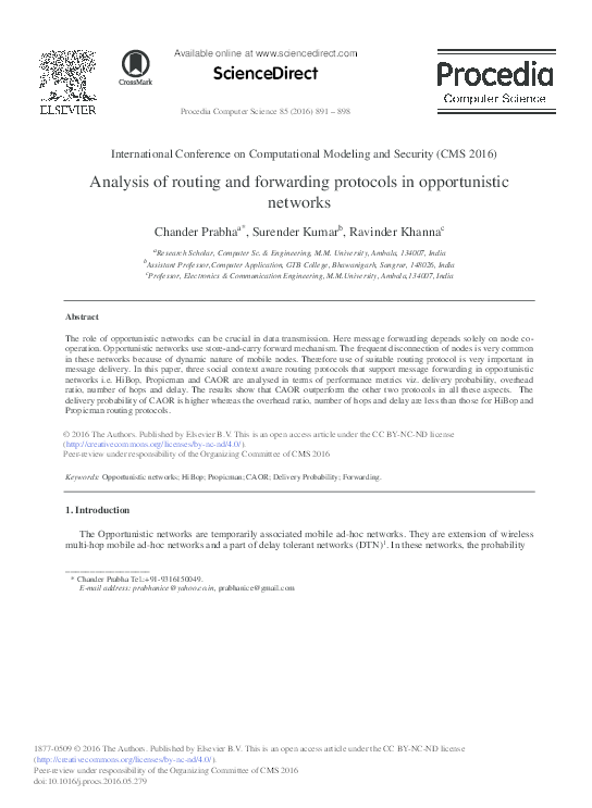 (PDF) Analysis of routing and forwarding protocols in opportunistic networks