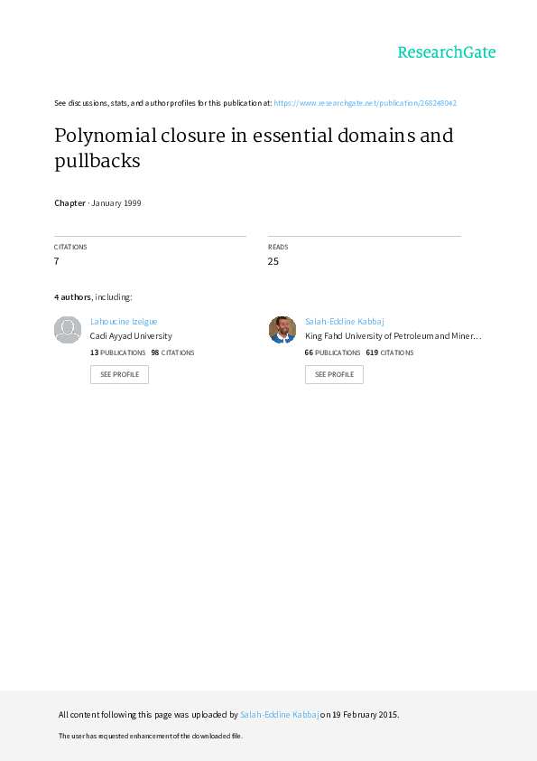 (PDF) Polynomial closure in essential domains and pullbacks