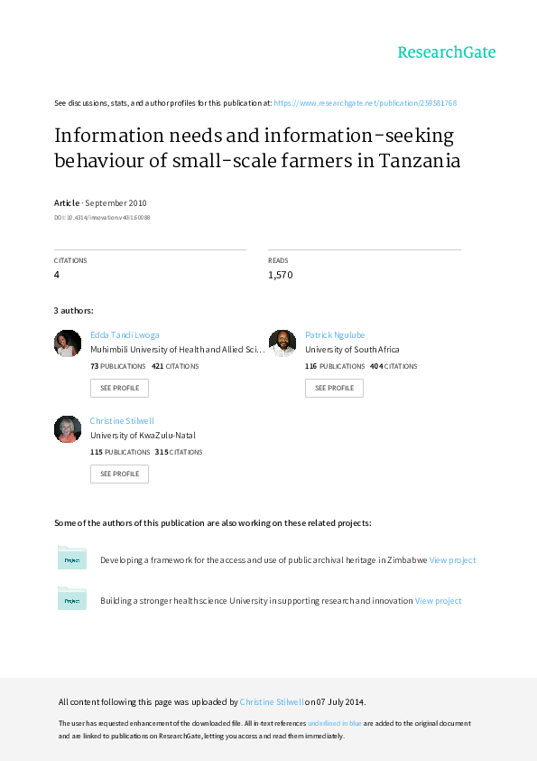 (PDF) Information Needs and Information Seeking Behavior of Students: A ...