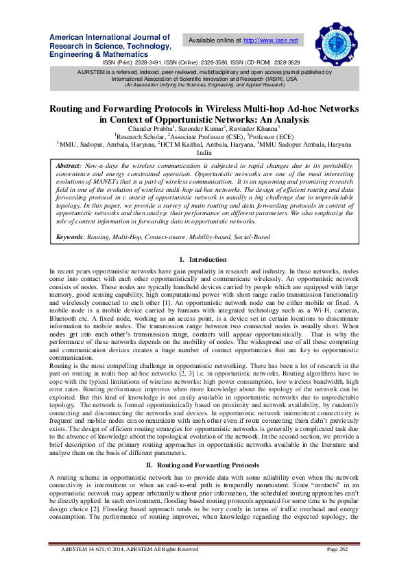 Pdf Routing And Forwarding Protocols In Wireless Multi Hop Ad Hoc