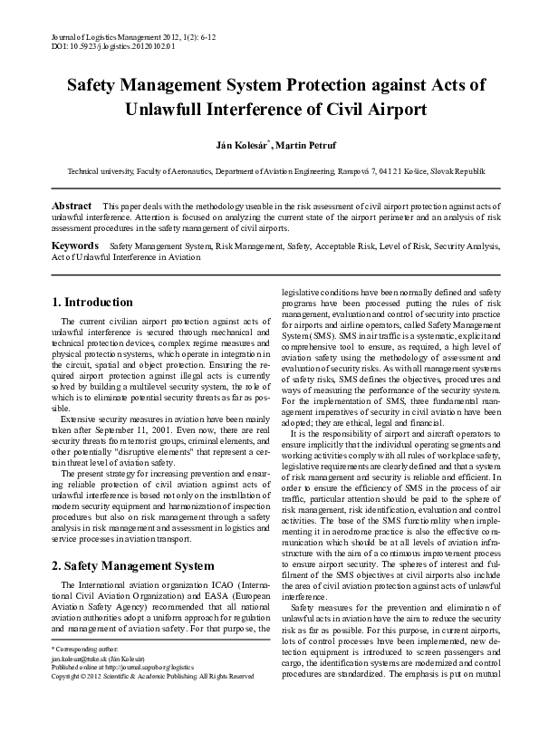 (PDF) Safety Management System Protection against Acts of Unlawfull ...