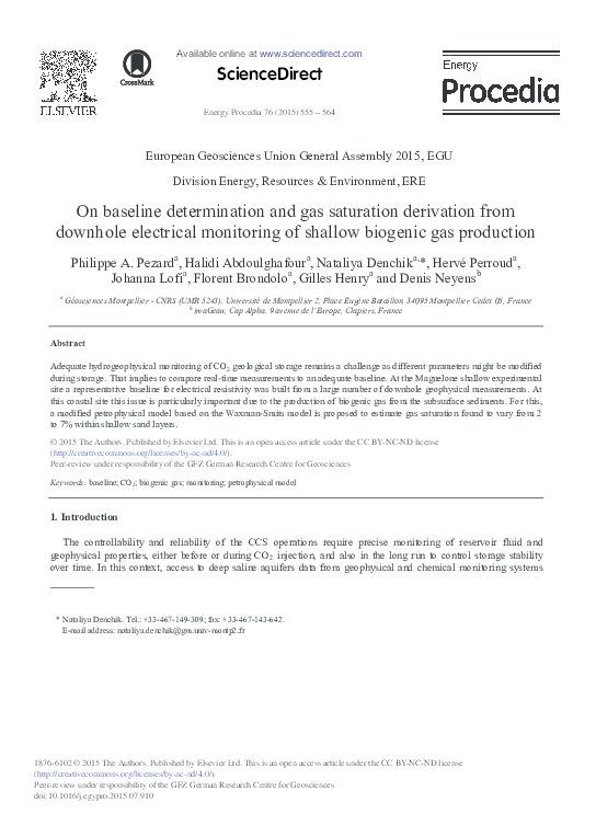 (PDF) On Baseline Determination and Gas Saturation Derivation from ...