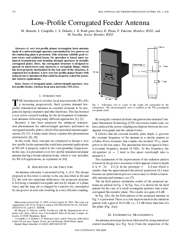 (PDF) Low-Profile Corrugated Feeder Antenna | Igor Campillo - Academia.edu