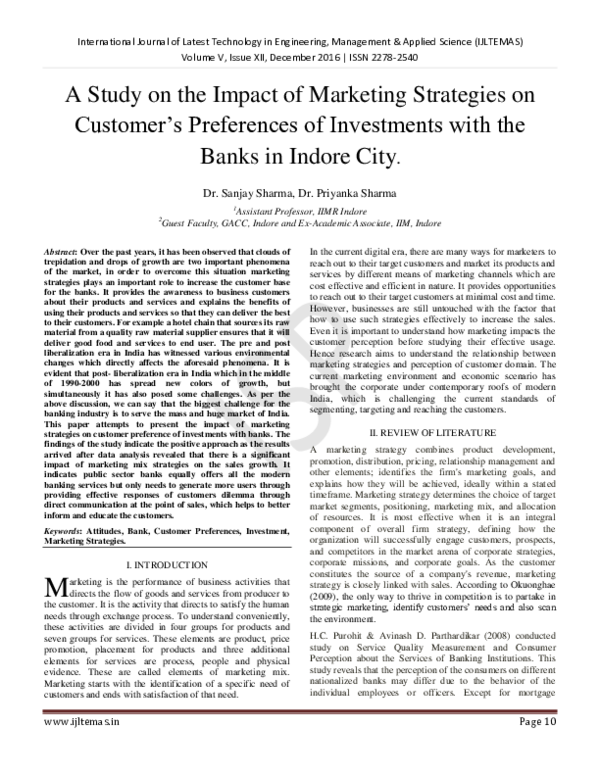 (PDF) A Study on the Impact of Marketing Strategies on Customer " s ...