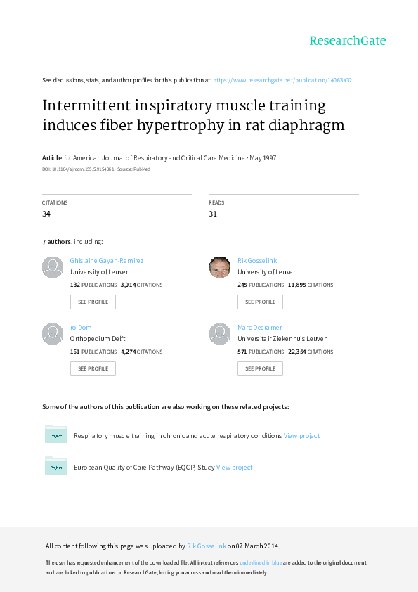(PDF) Intermittent inspiratory muscle training induces fiber ...