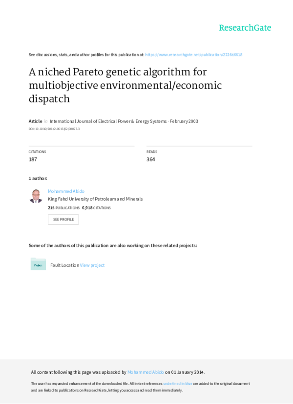 (PDF) A niched Pareto genetic algorithm for multiobjective optimization