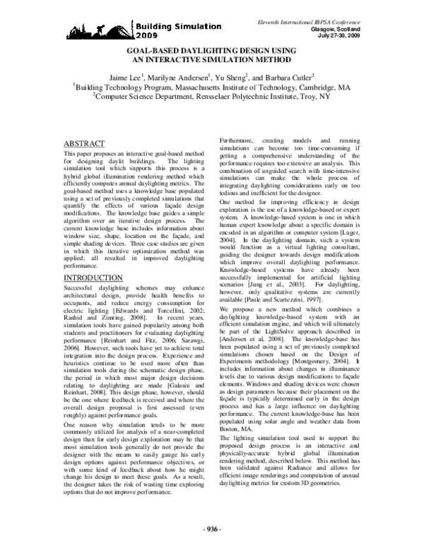 (PDF) Goal-based daylighting design using an interactive simulation method