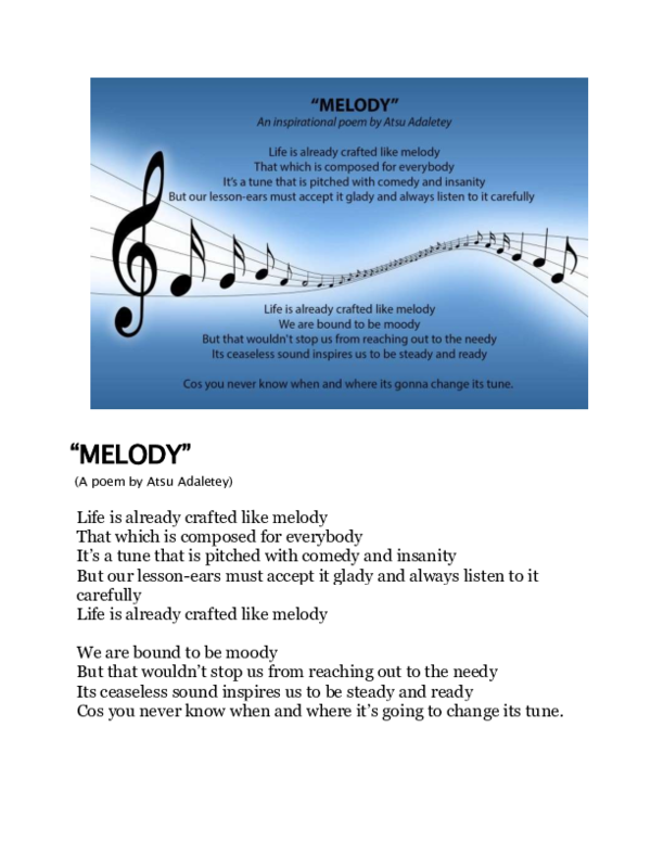 (PDF) " MELODY " (A poem by Atsu Adaletey