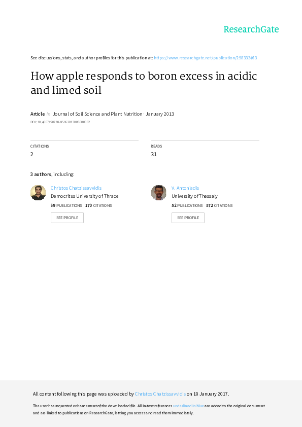 (PDF) How apple responds to boron excess in acidic and limed soil