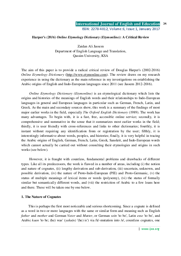 (PDF) (2017a) Harper's (2016) Online Etymology Dictionary (Etymonline ...