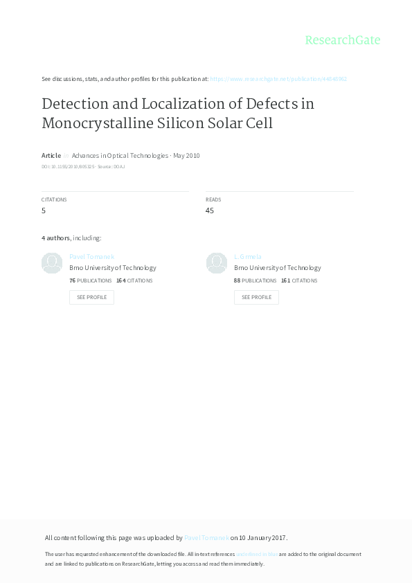 (PDF) Detection and Localization of Defects in Monocrystalline Silicon ...