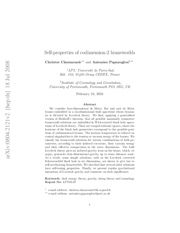 (PDF) Self-properties of codimension-2 braneworlds