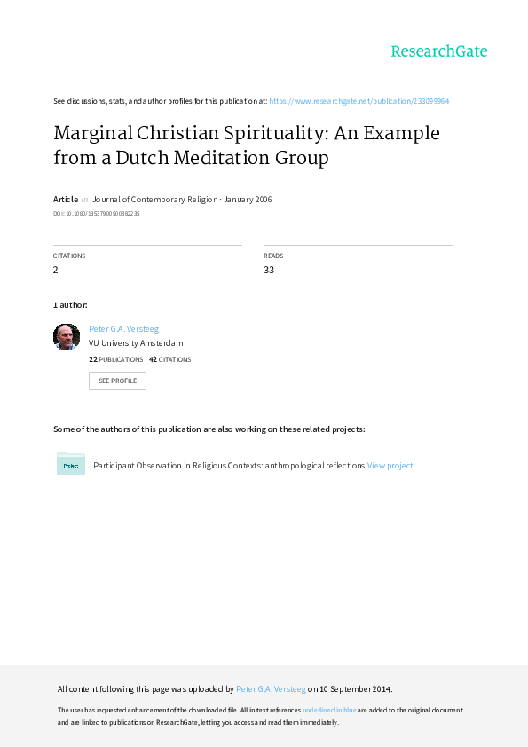 (PDF) Marginal Christian Spirituality: An Example From a Dutch ...