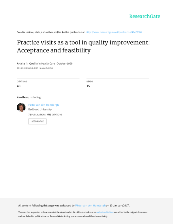 (PDF) Practice visits as a tool in quality improvement: mutual visits ...