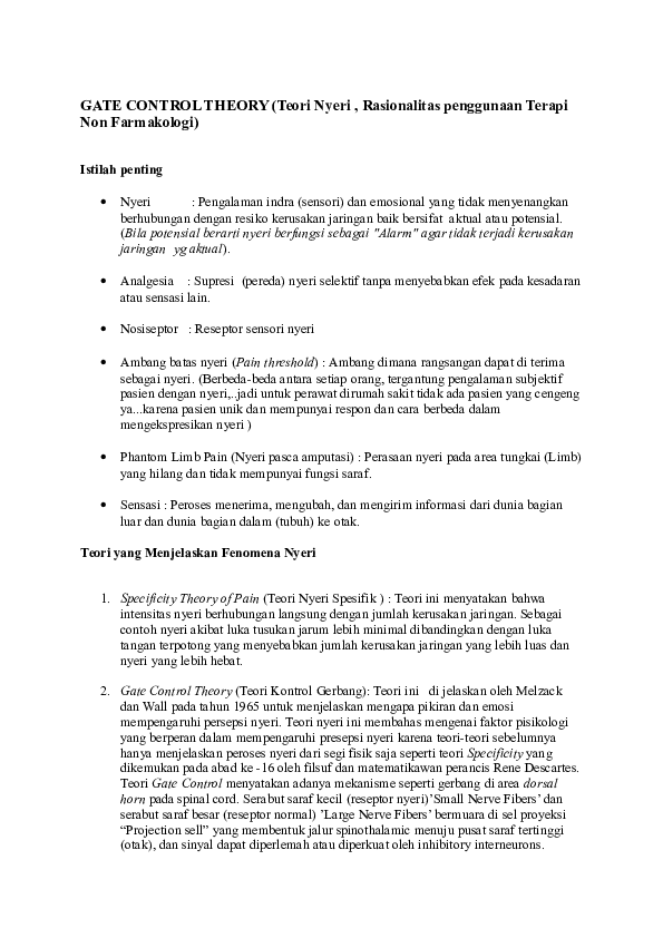 (DOC) GATE CONTROL THEORY