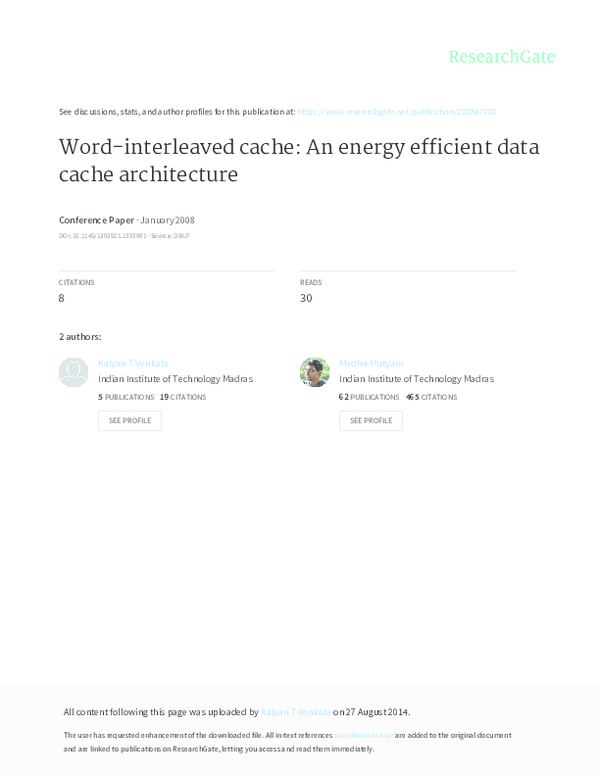 (PDF) Word-interleaved cache: an energy efficient data cache architecture