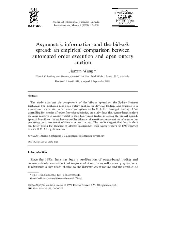 (PDF) Asymmetric information and the bid-ask spread: an empirical ...