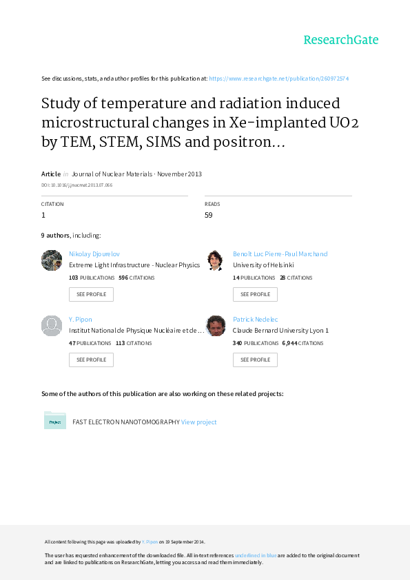 (PDF) Study of temperature and radiation induced microstructural ...