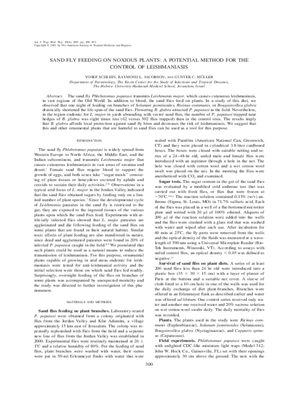 (PDF) Sand Fly Feeding on Noxious Plants: A Potential Method for the ...
