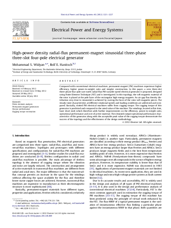 (PDF) High-power density radial-flux permanent-magnet sinusoidal three ...