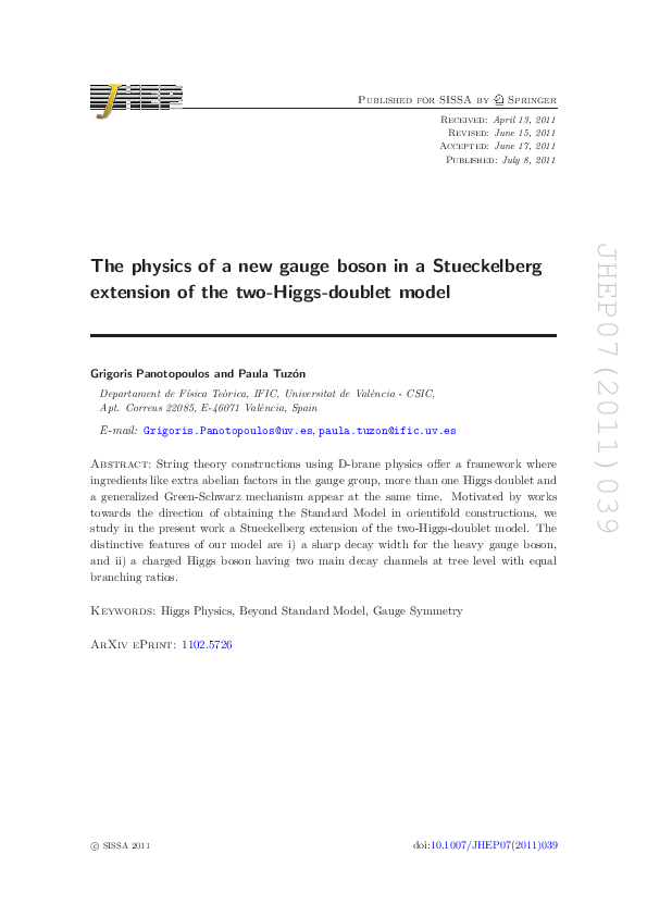 (PDF) The physics of a new gauge boson in a Stueckelberg extension of the two-Higgs-doublet model