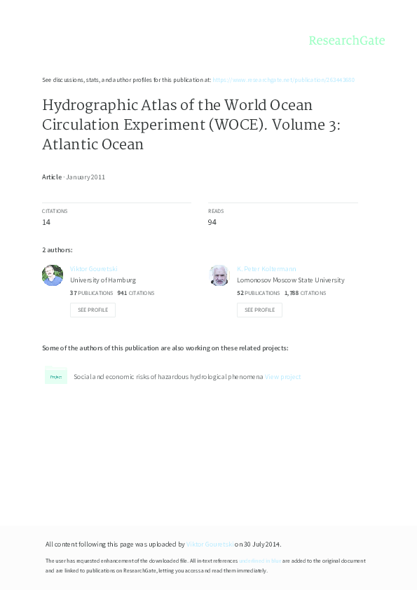 (PDF) Hydrographic Atlas of the World Ocean Circulation Experiment ...