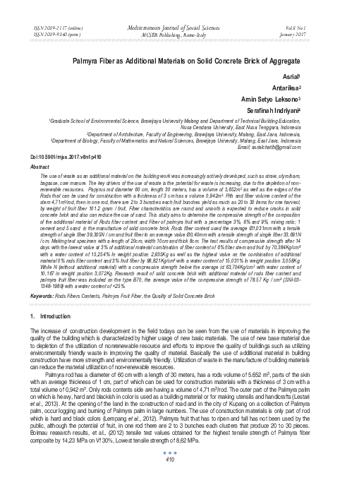 (PDF) Palmyra Fiber as Additional Materials on Solid Concrete Brick of ...