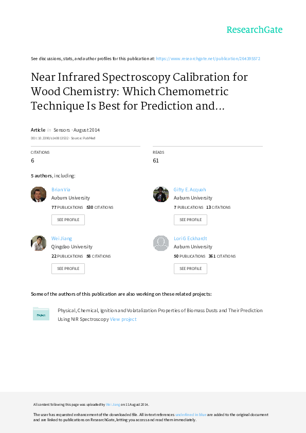 (PDF) Near Infrared Spectroscopy Calibration for Wood Chemistry: Which Chemometric Technique Is ...