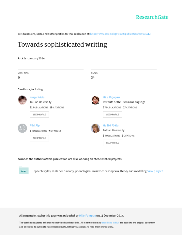 (PDF) Towards sophisticated writing