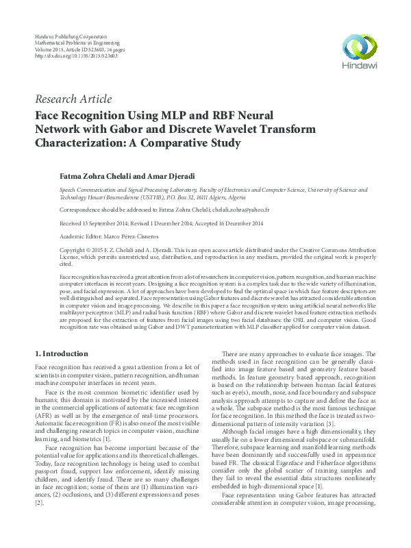 Pdf Face Recognition Using Mlp And Rbf Neural Network With Gabor And