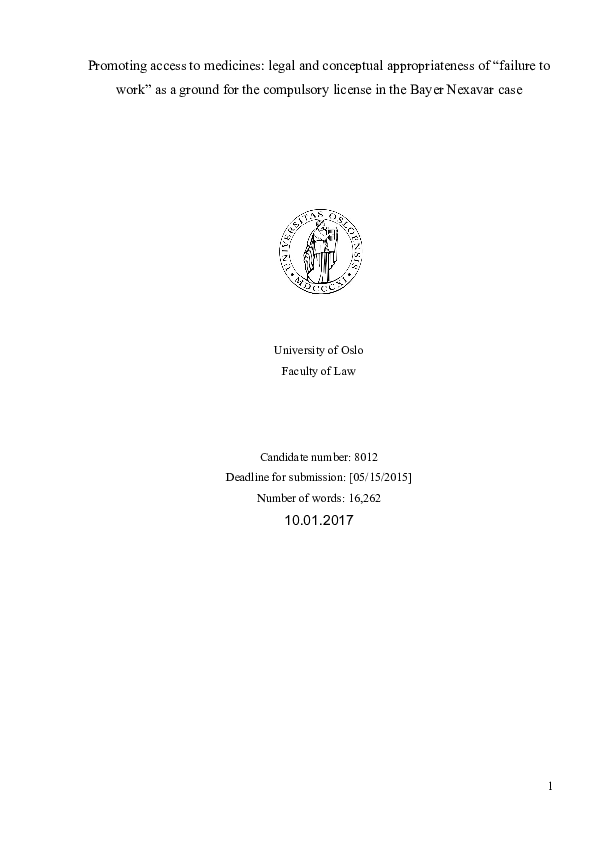 (DOC) Failure to work as a legal ground for the compulsory license in ...