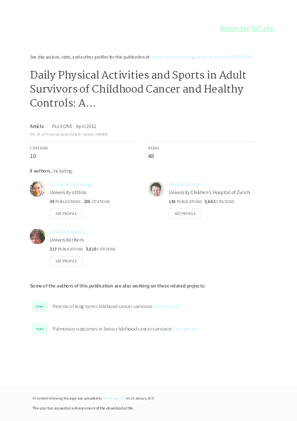 (PDF) Daily Physical Activities and Sports in Adult Survivors of ...
