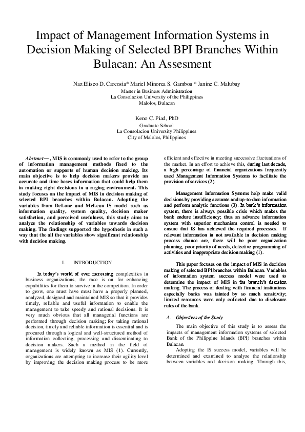 PDF Impact Of Management Information Systems In Decision Making Of pdf-impact-of-management-information-systems-in-decision-making-of
