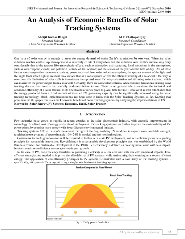 (PDF) An Analysis of Economic Benefits of Solar Tracking Systems