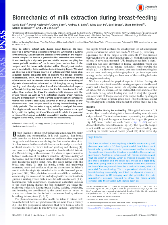 (PDF) Biomechanics of milk extraction during breast-feeding