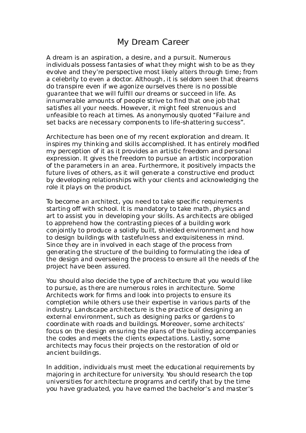 (DOC) My Dream Career | Sara Hamza - Academia.edu