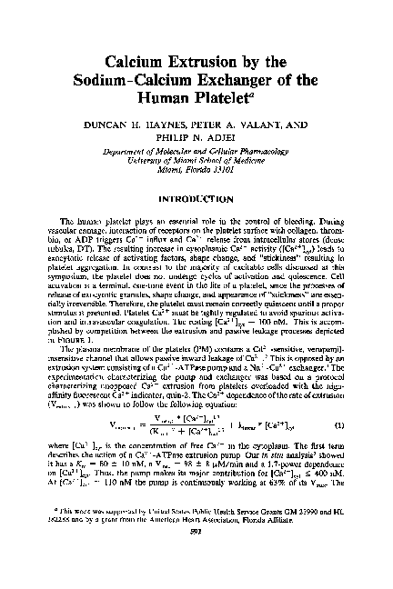 (PDF) Calcium Extrusion by the Sodium Calcium Exchanger of the Human ...