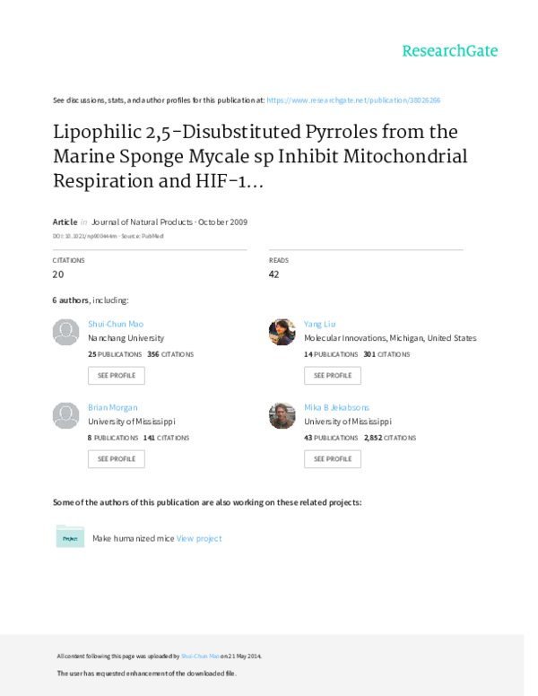 (PDF) Lipophilic 2,5-Disubstituted Pyrroles from the Marine Sponge ...