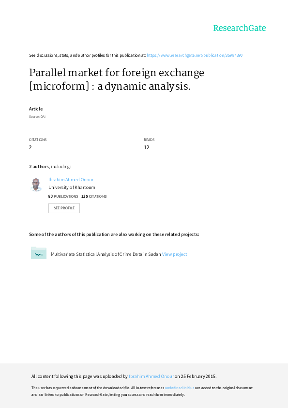 (PDF) Parallel market for foreign exchange [microform] : a dynamic ...